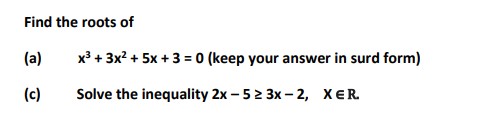 Solved Find the roots of(a) x3+3x2+5x+3=0 (keep your answer | Chegg.com