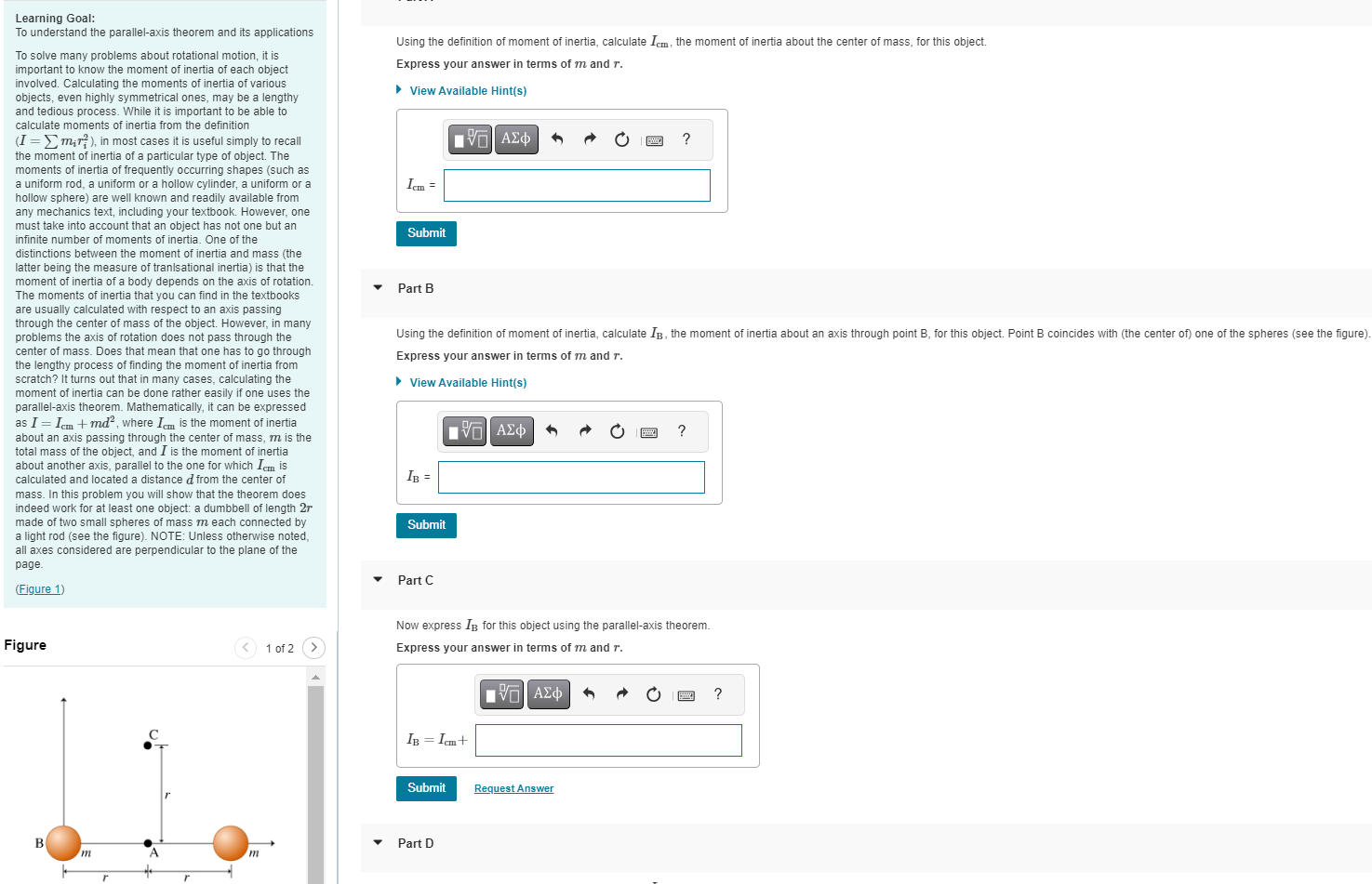 Solved Learning Goal: To understand the parallel-axis | Chegg.com