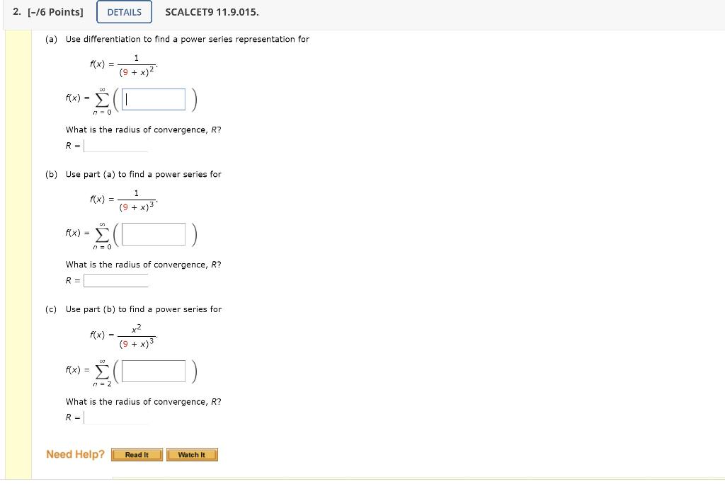 Solved 2. [-16 Points] DETAILS SCALCET9 11.9.015. (a) Use | Chegg.com