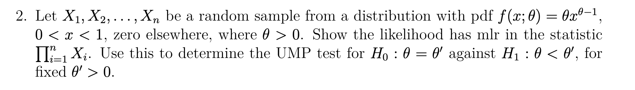 Solved Let X1, X2, . . . , Xn be a random sample from a | Chegg.com