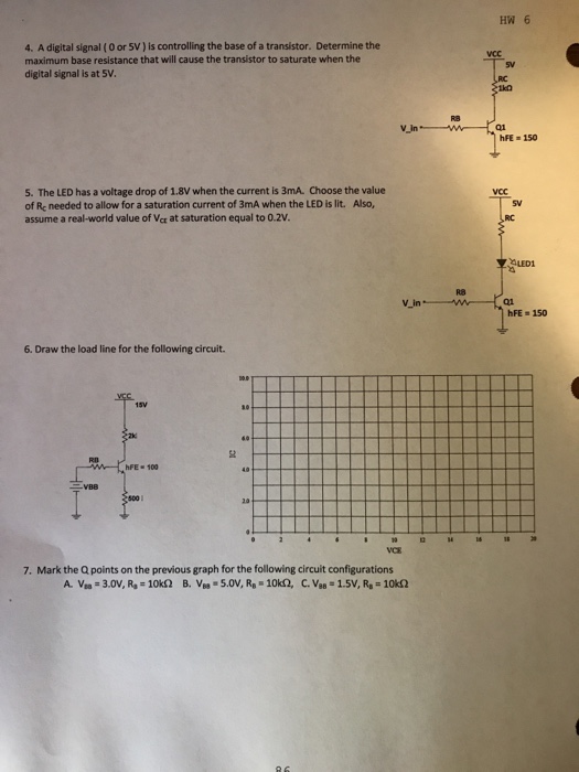 Solved HW 6 4. A digital signal (0 or 5V) is controlling the | Chegg.com