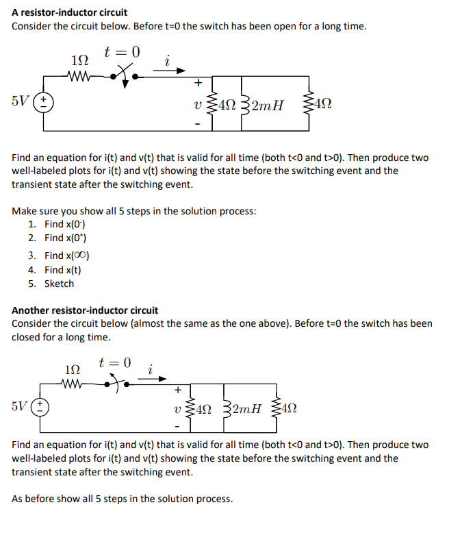 Solved A resistor-inductor circuit Consider the circuit | Chegg.com