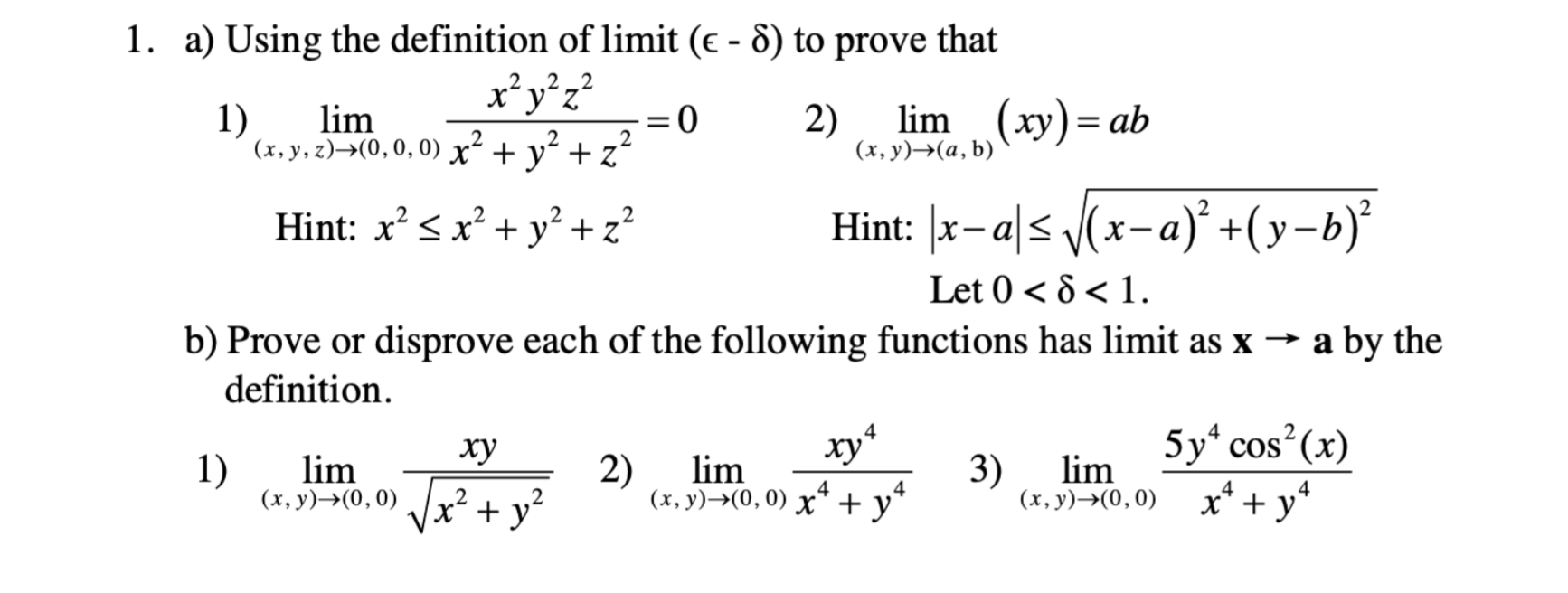 Solved 1. a) Using the definition of limit (e - 8) to prove | Chegg.com