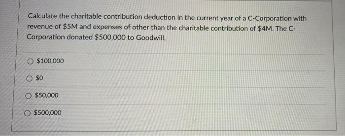 Solved Calculate the charitable contribution deduction in | Chegg.com