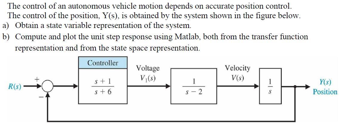 Solved The control of an autonomous vehicle motion depends | Chegg.com
