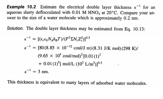 Solved 2. Estimate the electrical double layer thickness k | Chegg.com