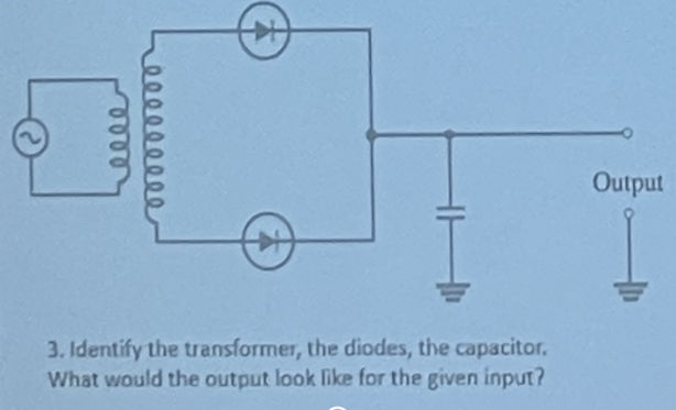 Solved 3. Identify the transformer, the diodes, the | Chegg.com