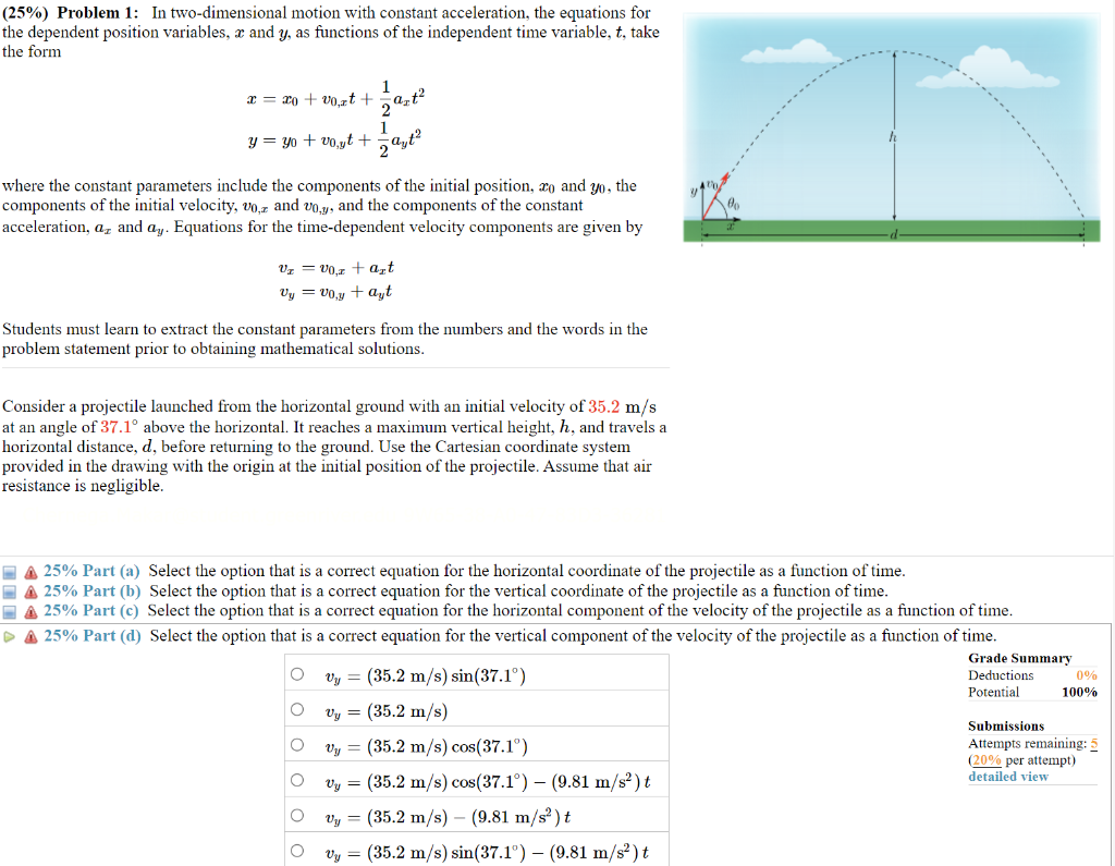 Solved (25\%) Problem 1: In two-dimensional motion with | Chegg.com