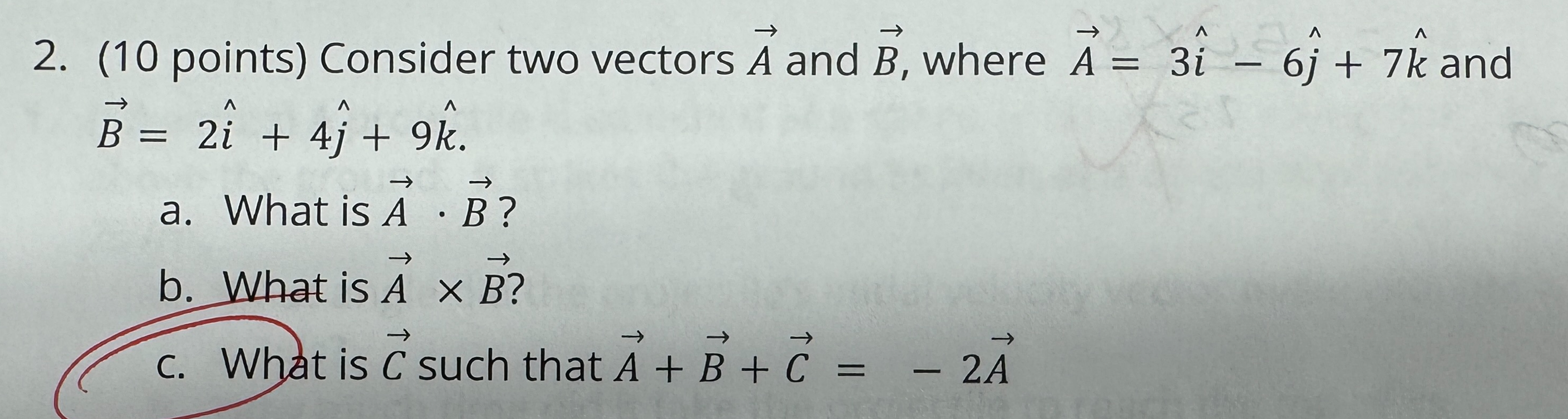 Solved (10 ﻿points) ﻿Consider two vectors vec(A) ﻿and | Chegg.com