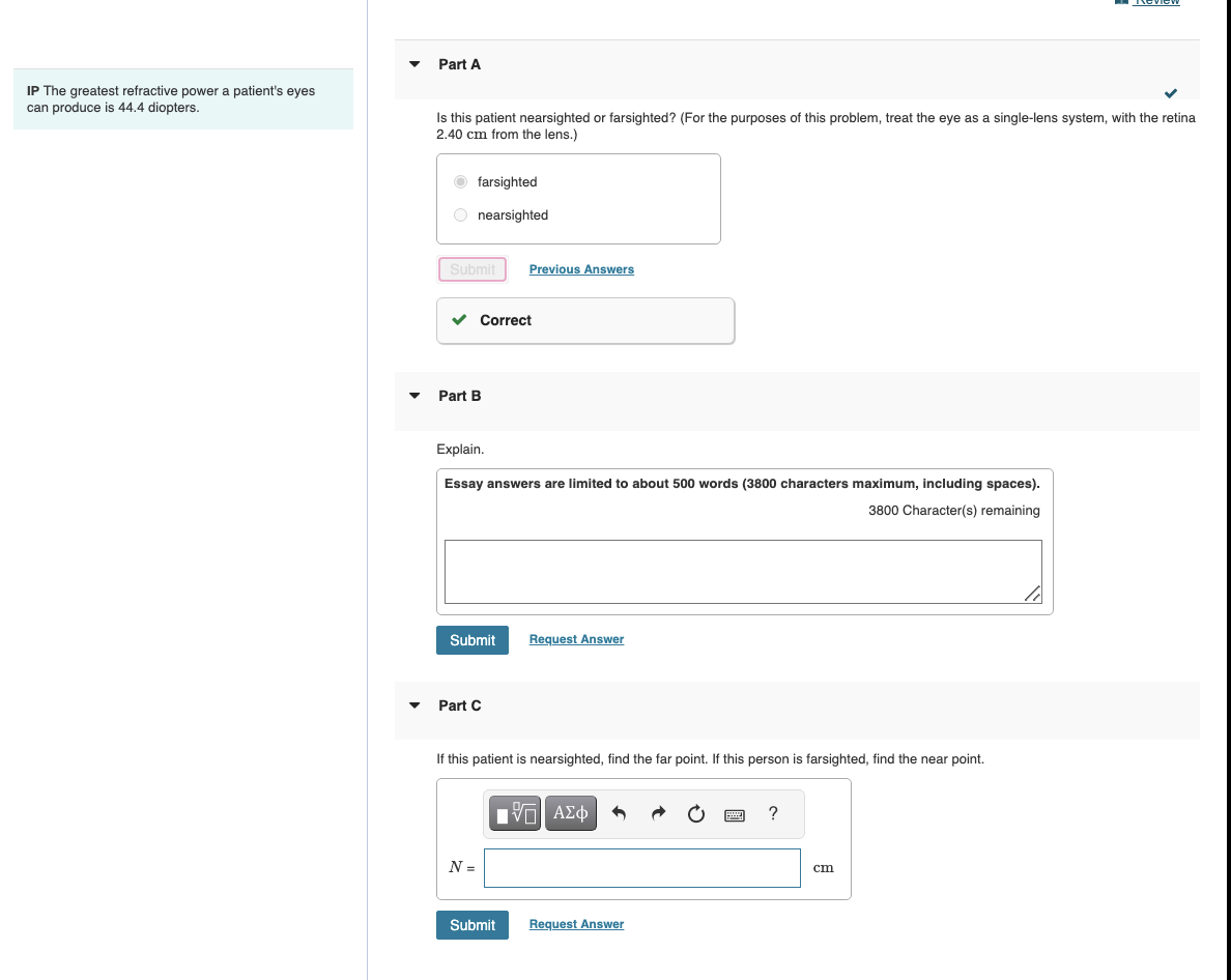 Solved IP The greatest refractive power a patient's eyes can | Chegg.com