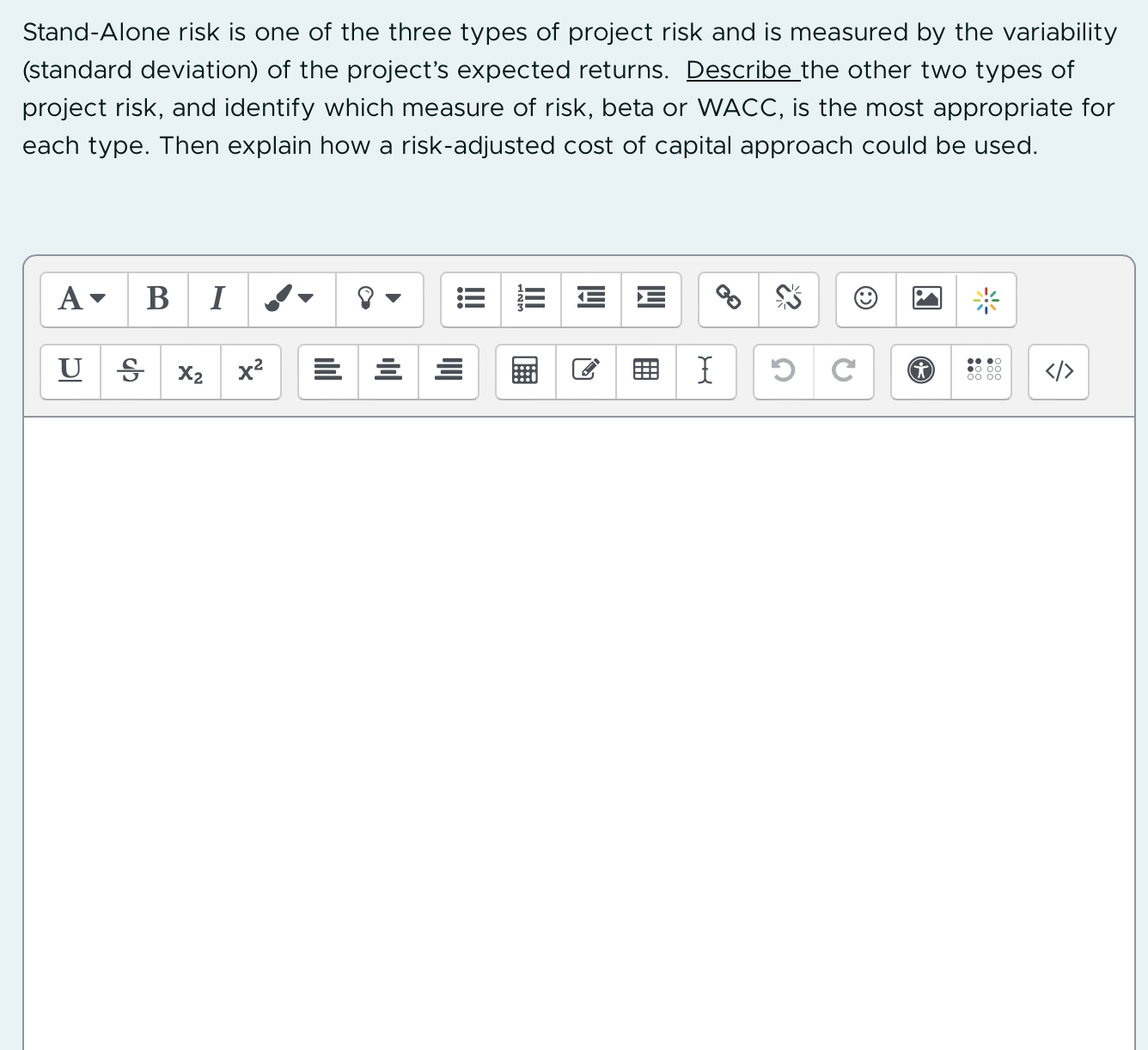 Solved Stand-Alone risk is one of the three types of project | Chegg.com