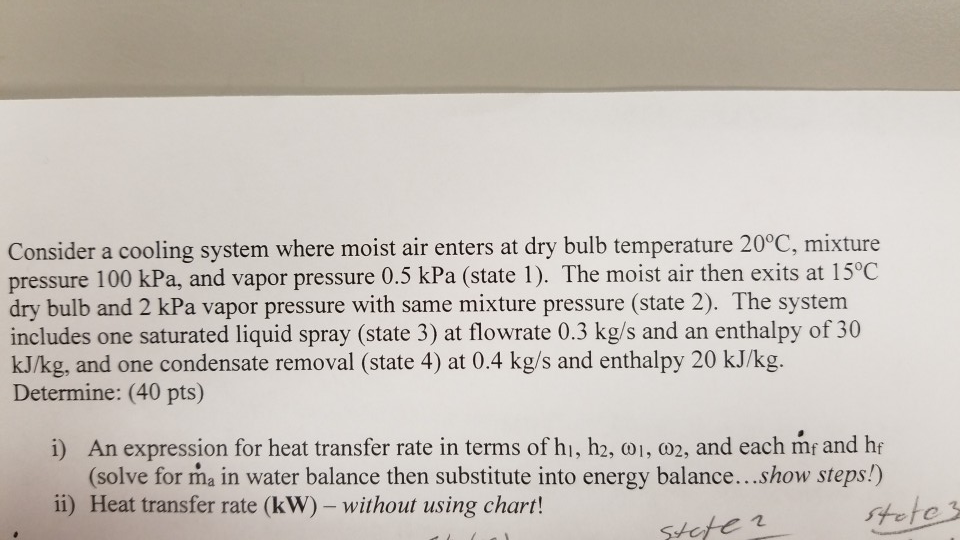 Solved Consider a cooling system where moist air enters at | Chegg.com