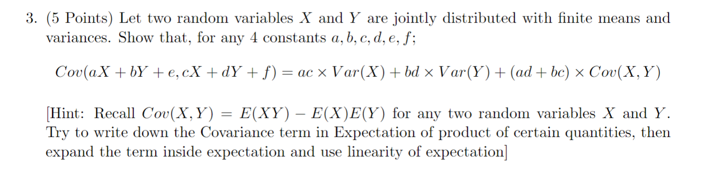 Solved 3. (5 Points) Let two random variables X and Y are | Chegg.com