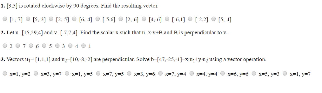 Solved 1. [3,5] is rotated clockwise by 90 degrees. Find the | Chegg.com
