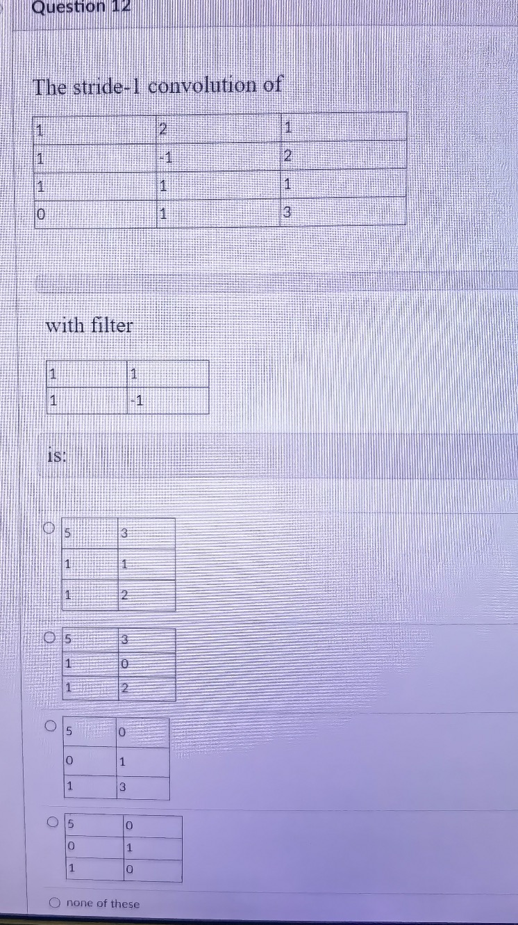 Solved Question 12The stride-1 ﻿convolution ofwith | Chegg.com
