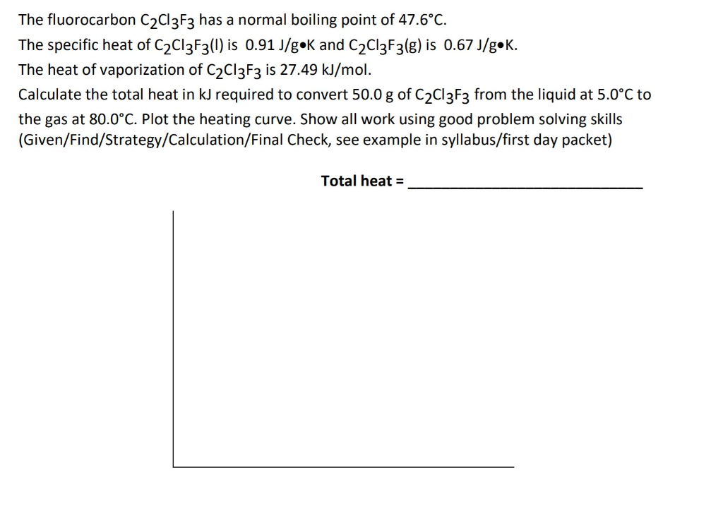 Solved The fluorocarbon C2Cl3F3 has a normal boiling point | Chegg.com