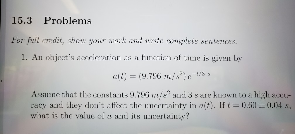 Solved Homework: Propagation of Uncertainty 15.1 Purpose In | Chegg.com