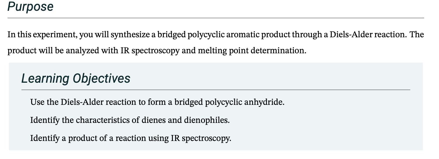 Solved Purpose In this experiment, you will synthesize a | Chegg.com
