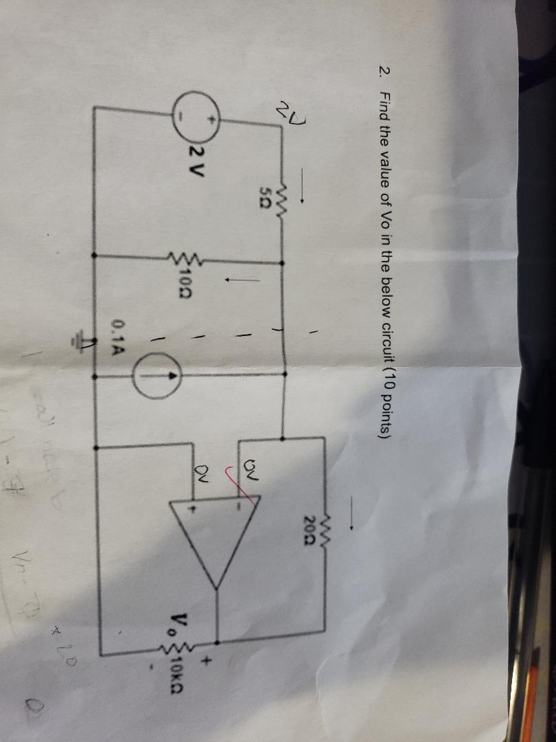 2. Find the value of Vo in the below circuit ( 10 | Chegg.com