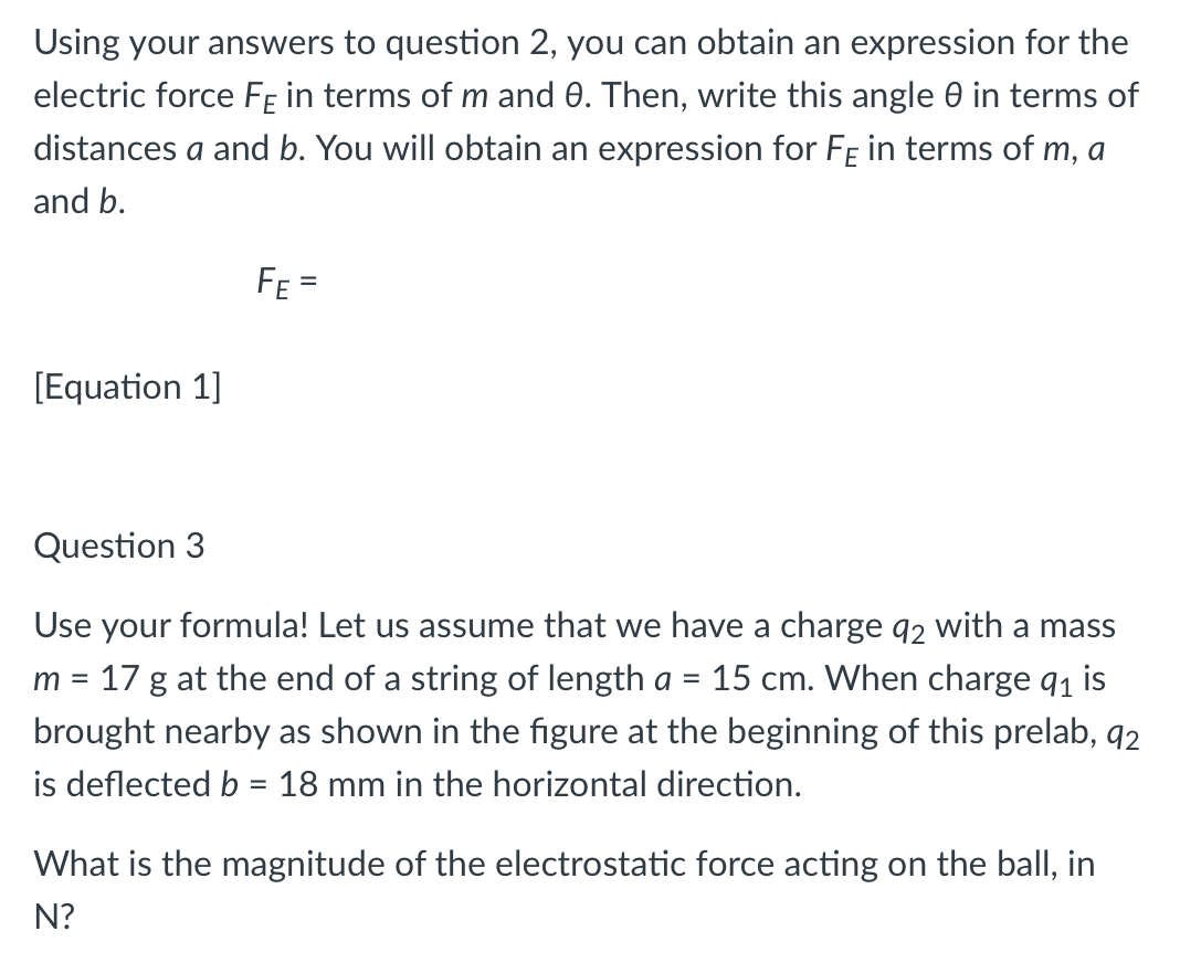 Solved у a х 4. а, b r Let us define: Fe = electric force | Chegg.com