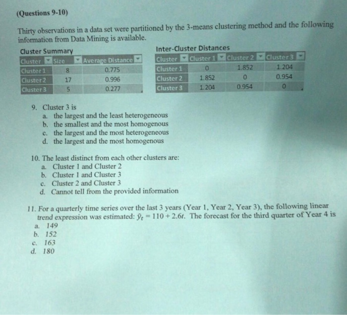 Solved (Questions 9-10) Thirty observations in a data set | Chegg.com