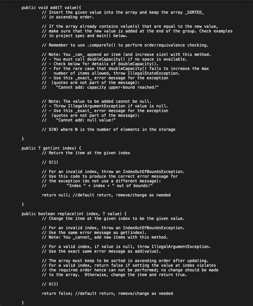 Solved Please assist with the following methods: size(), | Chegg.com
