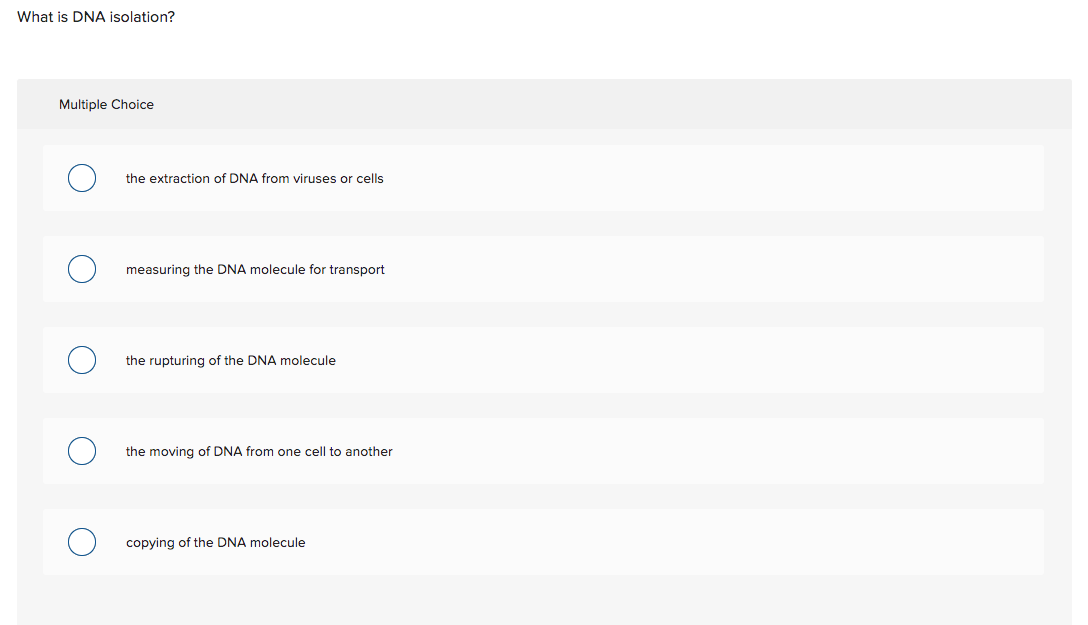 Solved What is DNA isolation? Multiple Choice the extraction | Chegg.com