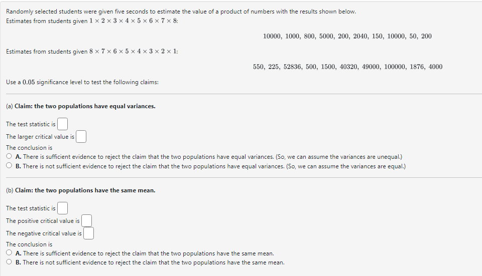 Solved Randomly selected students were given five seconds to | Chegg.com