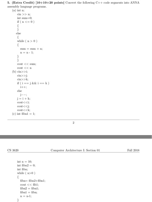 Solved 5. (Extra Credit) [10+10+20 points Convert the | Chegg.com