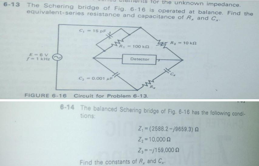 Solved Tor the unknown impedance. 6-13 The Schering bridge | Chegg.com