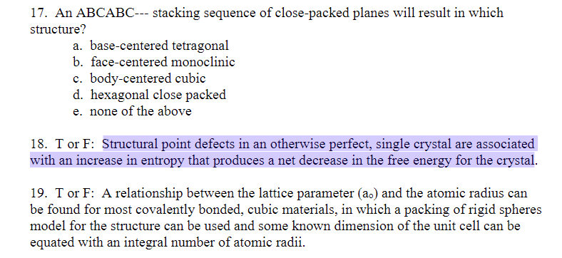 17. An ABCABC−−− stacking sequence of close-packed | Chegg.com