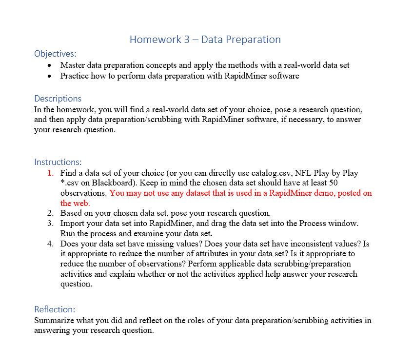 Solved Homework 3 - Data Preparation Objectives: - Master | Chegg.com