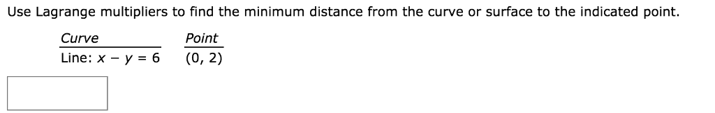 Solved Use Lagrange multipliers to find the minimum distance | Chegg.com