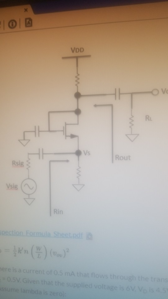 O VOD OVO Rout Rsig Vsig Epection Formula Sheet.pdf 5 | Chegg.com