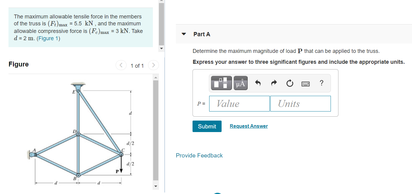 Solved The maximum allowable tensile force in the members of | Chegg.com