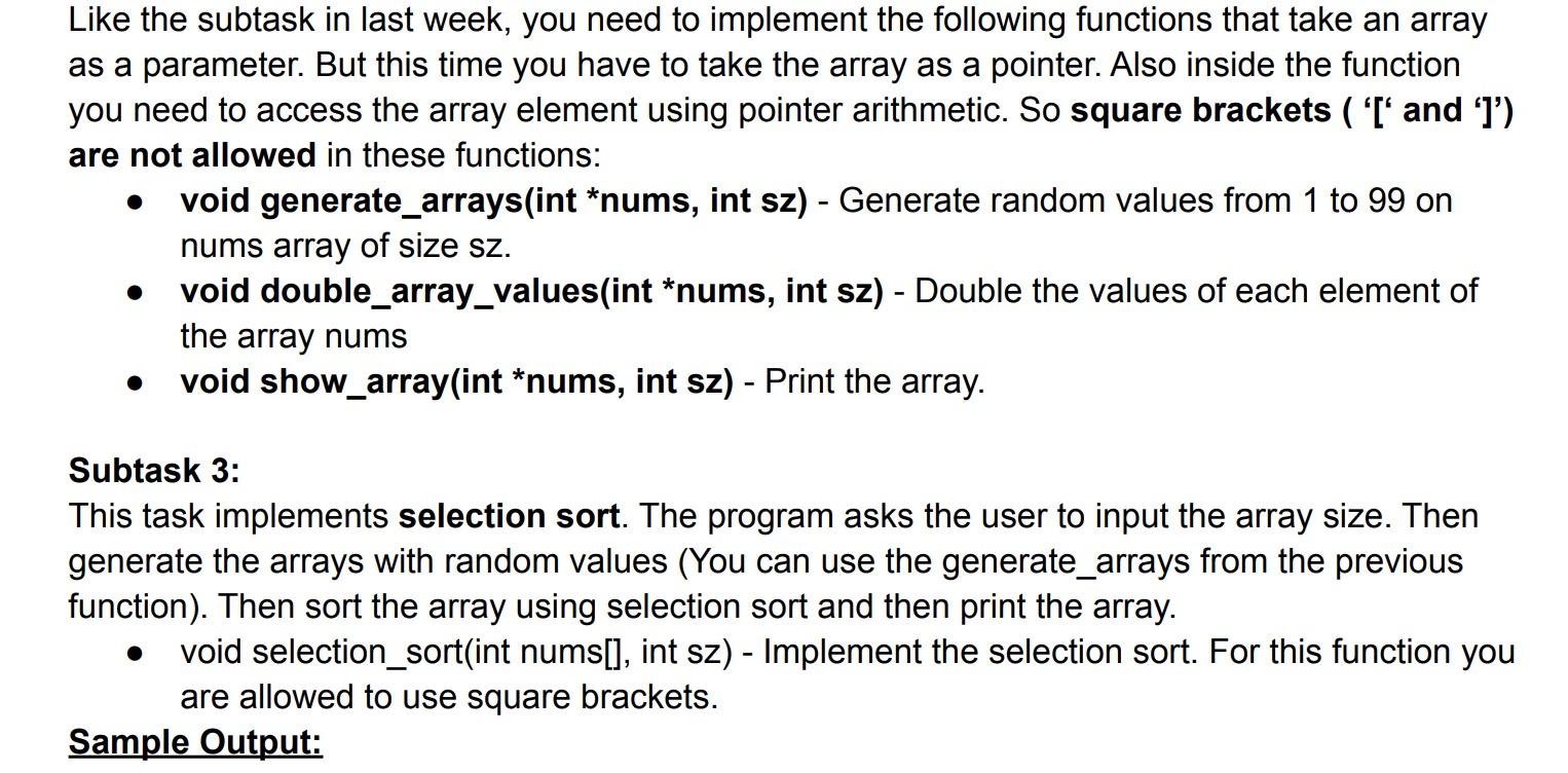 Solved Like the subtask in last week, you need to implement | Chegg.com