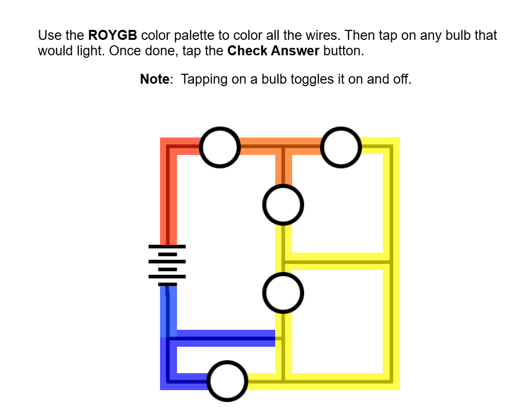 Solved Use the ROYGB color palette to color all the wires. | Chegg.com