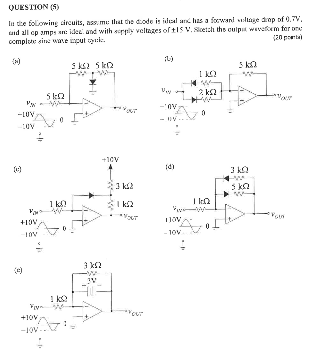 Solved QUESTION (5) In the following circuits, assume that | Chegg.com