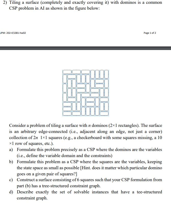 2) Tiling a surface (completely and exactly covering | Chegg.com