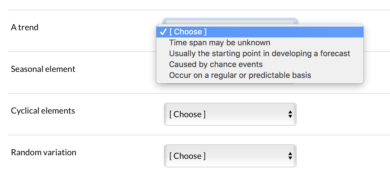 Solved A trend [Choose ] Time span may be unknown Usually | Chegg.com