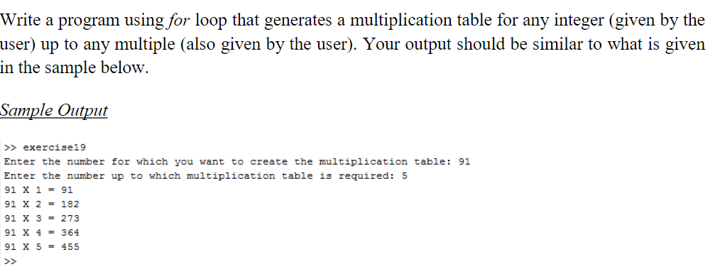 Solved Write a program using for loop that generates a | Chegg.com
