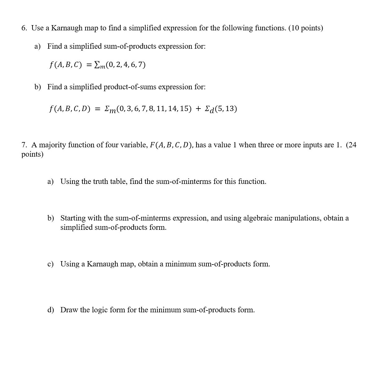 Solved 6. Use a Karnaugh map to find a simplified expression | Chegg.com