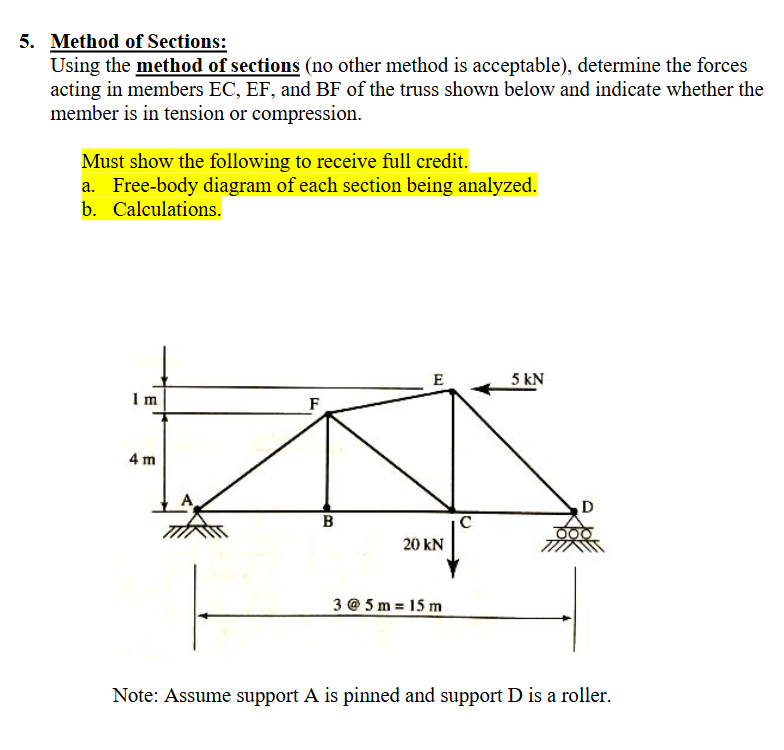 Solved Method of Sections:Using the method of sections (no | Chegg.com