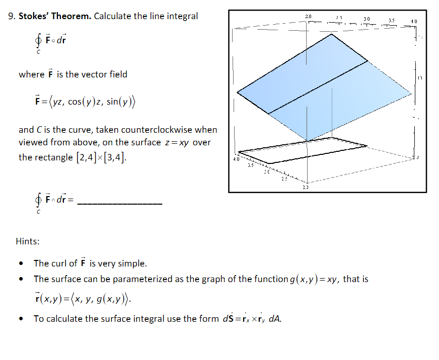 Solved 9. Stokes' Theorem. Calculate the line integral | Chegg.com
