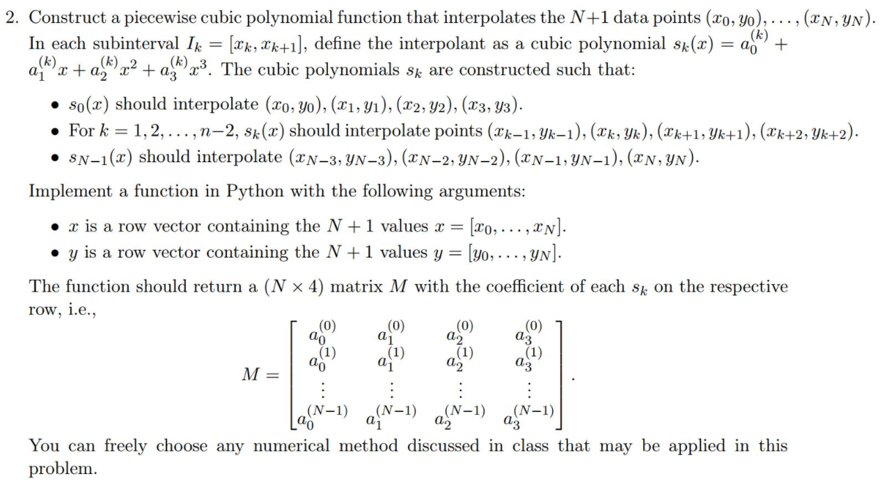Solved 2. Construct a piecewise cubic polynomial function | Chegg.com