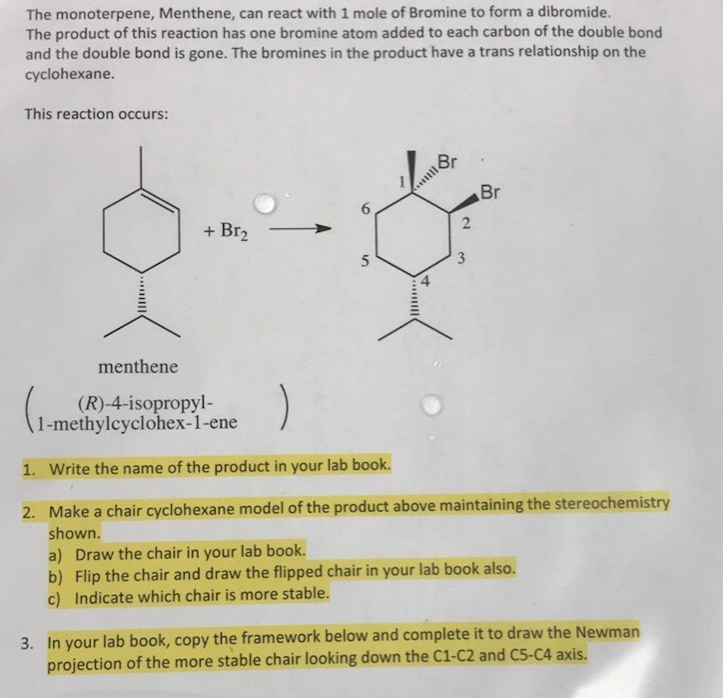 Solved The monoterpene, Menthene, can react with 1 mole of | Chegg.com