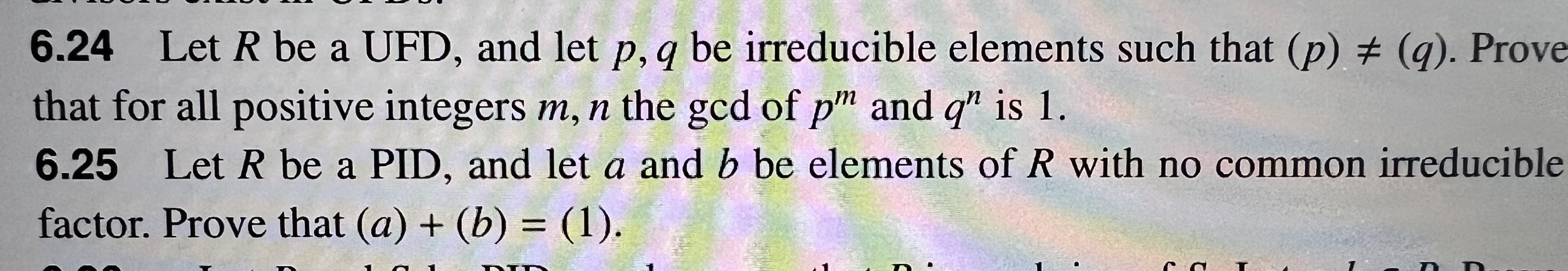 Solved 6.24 Let R be a UFD, and let p,q be irreducible | Chegg.com