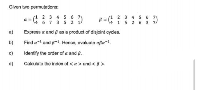 Solved Given two permutations: | Chegg.com