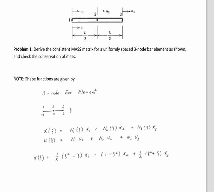 Solved 43 3 12 Problem 1: Derive the consistent MASS matrix | Chegg.com