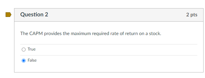 Solved The Capm Provides The Maximum Required Rate Of Return